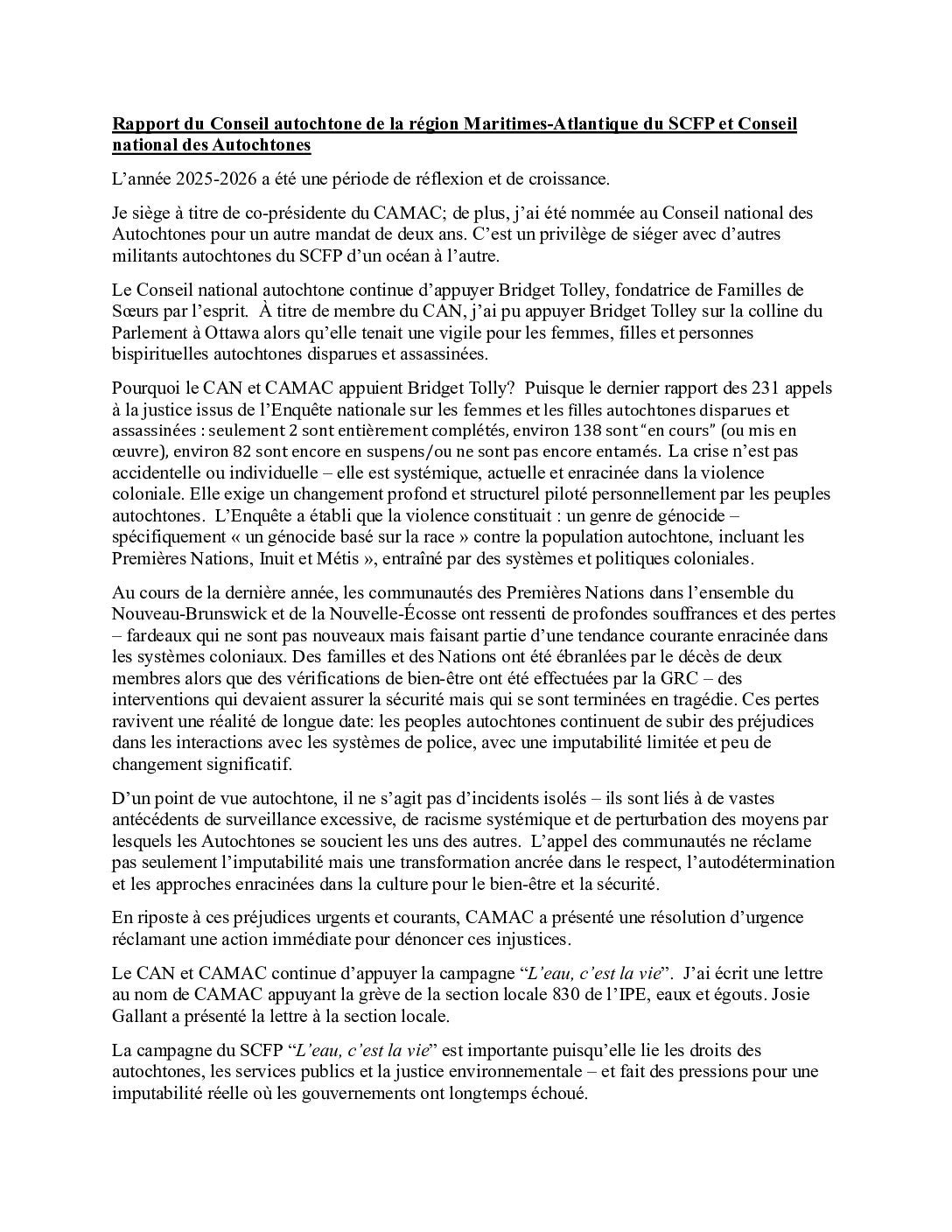 2026 CAMIC NIC report (fr) | SCFP Nouveau Brunswick